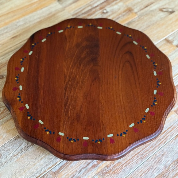 Accents | Vintage Wooden Lazy Susan With Painted Border | Poshmark